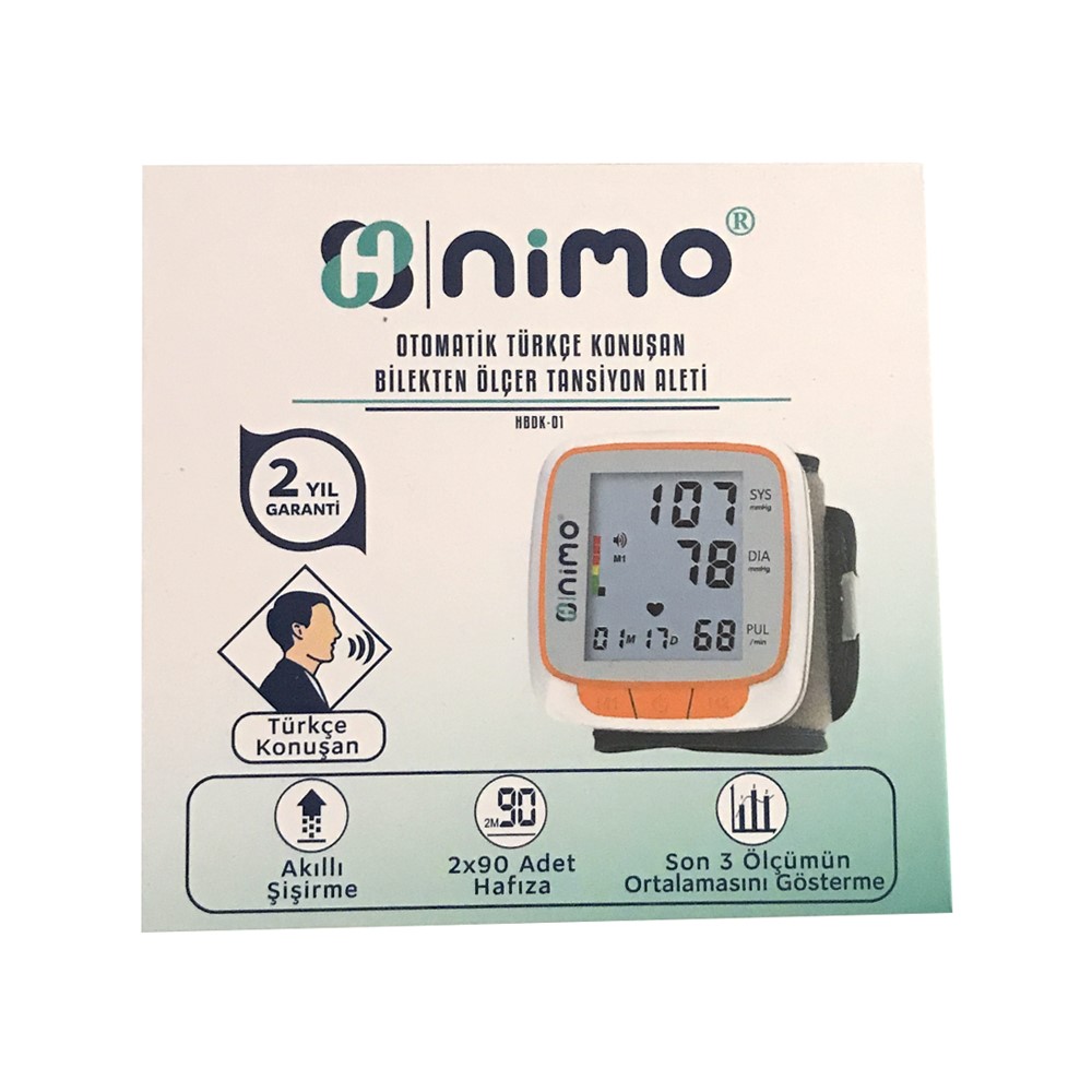 Nimo HBDK-01 Otomatik Bilekten Ölçer Türkçe Konuşan Dijital Tansiyon ...